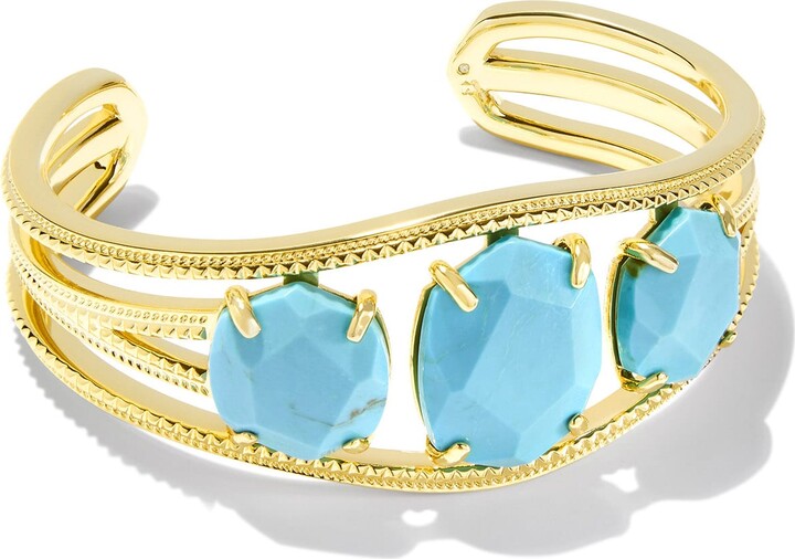Kendra Scott Daphne Gold Statement Cuff in Variegated Turquoise Magnesite | Variegated Magnesite ...