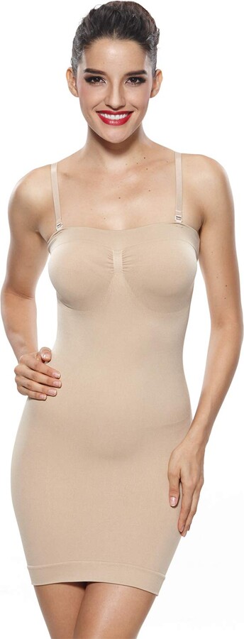KHAYA Women's Shaping Control Full Slips Body Shaper Shapewear Strapless Under Dress Slips Firm ...