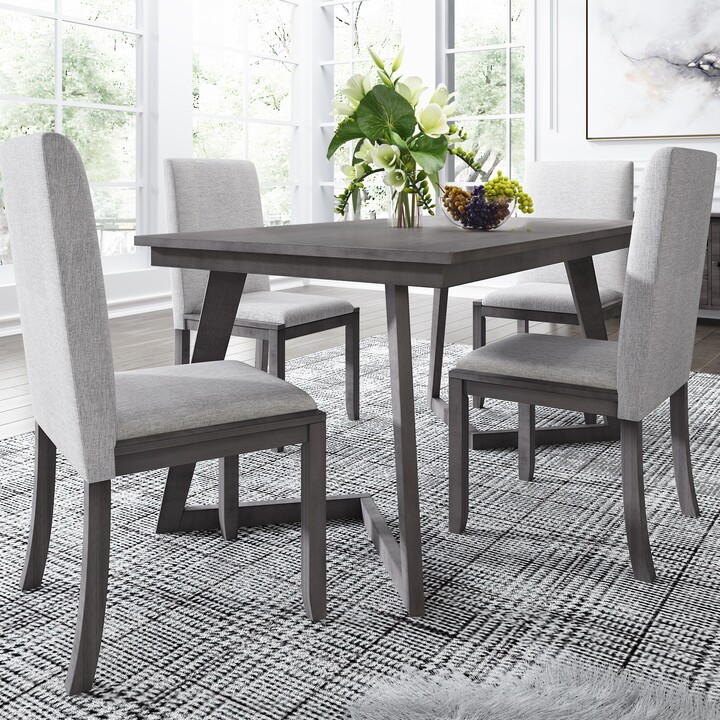 GEROJO Gray Contemporary Style 5-Piece Gray Dining Set, Wood ...