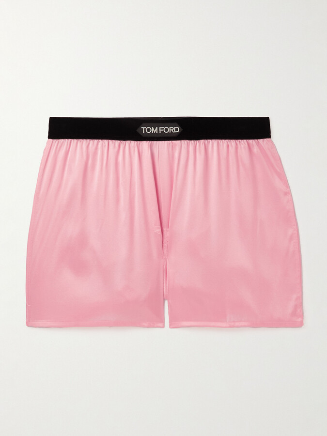 Tom Ford Velvet-Trimmed Silk-Satin Boxer Shorts - ShopStyle