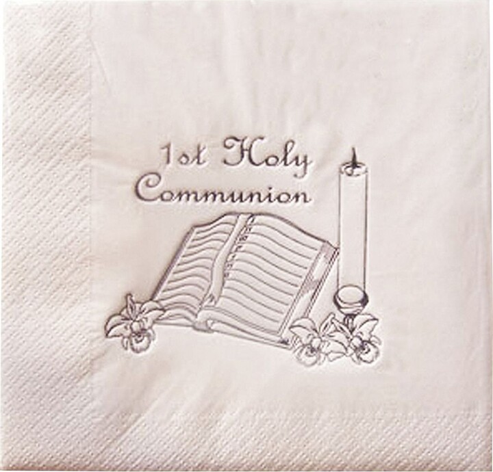 NPK First Holy Communion Design Foil Printed Napkins (Pack Of 15 ...