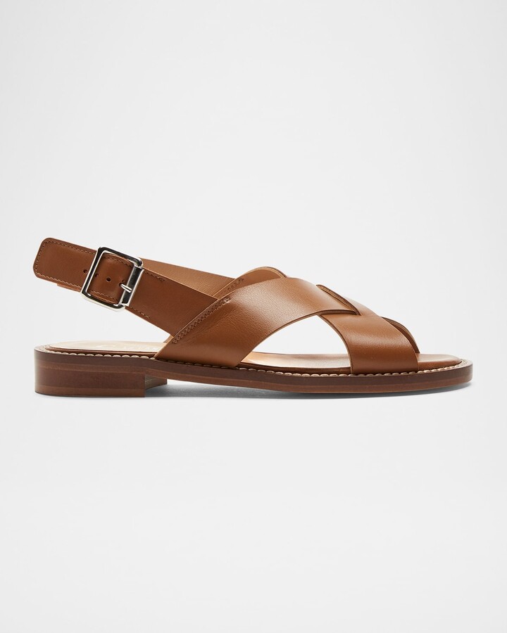 La Canadienne Tracy Leather Crossover Slingback Sandals - ShopStyle