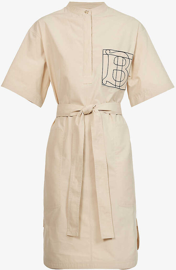 Burberry Abbie logo-embroidered cotton mini dress - ShopStyle