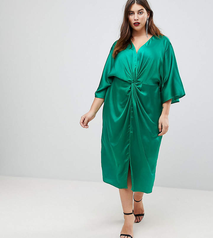 ASOS Curve CURVE Kimono Twist Front Midi Dress - ShopStyle