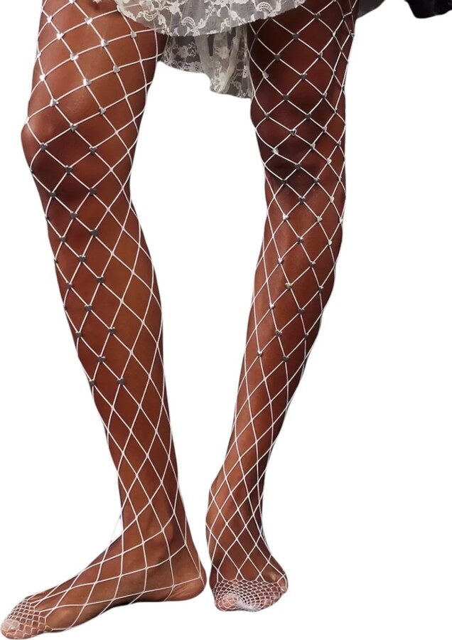 High Heel Jungle by Kathryn Eisman Sweet Heart Fishnet Tights -White ...