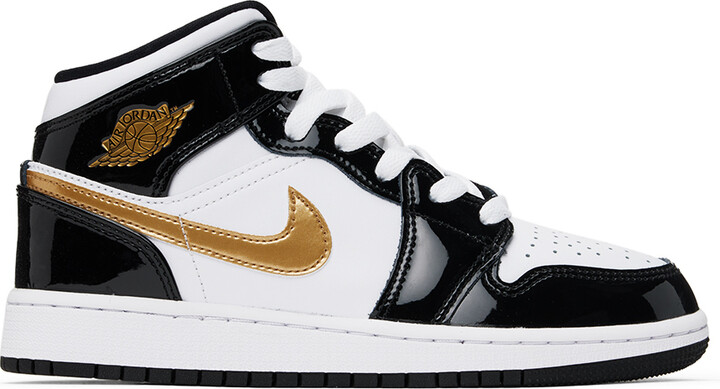 Nike Jordan Kids Black & White Air Jordan 1 Mid SE Big Kids Sneakers ...