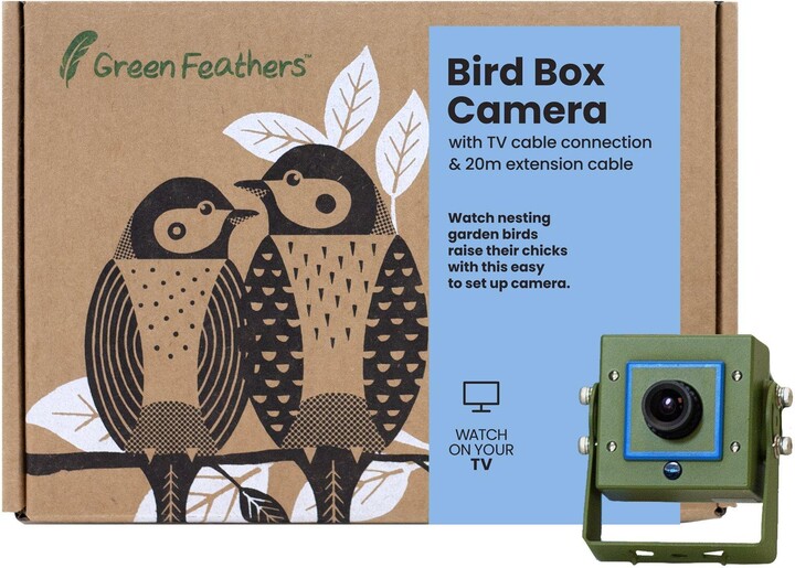 Green Feathers Bird Box Camera with TV Connection - 20m Cable & HDMI ...