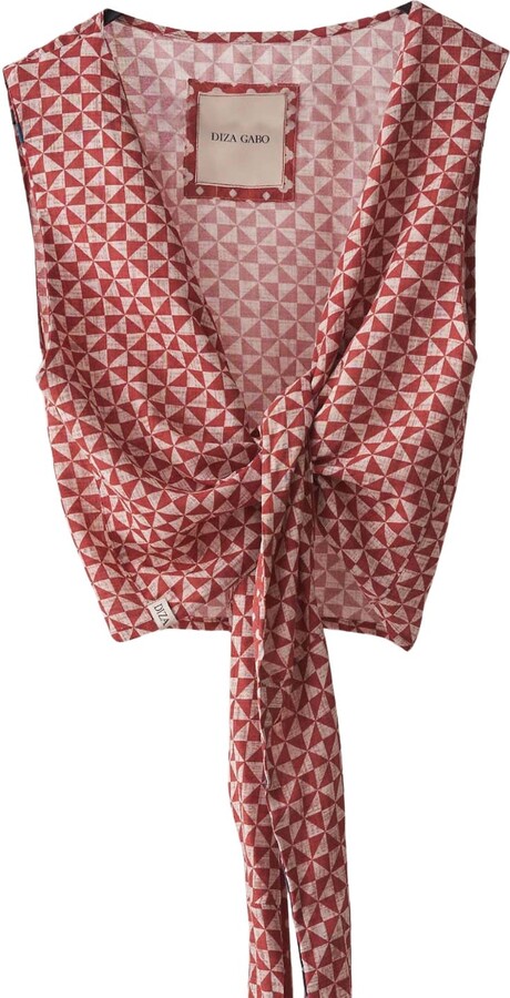 Diza Gabo Women's Linen Mini Wrapover Wind Rose - ShopStyle Tops