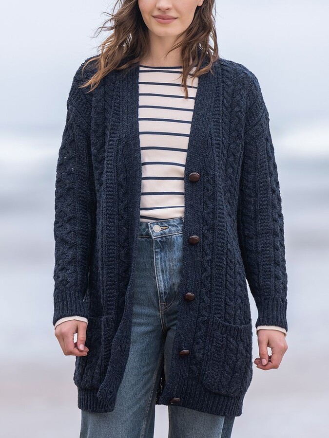 Celtic & Co. Cable Boyfriend Wool Cardigan - ShopStyle