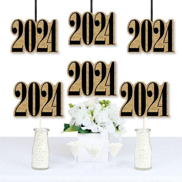 Big Dot of Happiness 2024 Gold Graduation Decorations - DIY Party ...