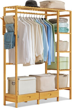 MoNiBloom 2 Drawers Coat Pants Stand, Closet Wardrobe Storage Shelf ...