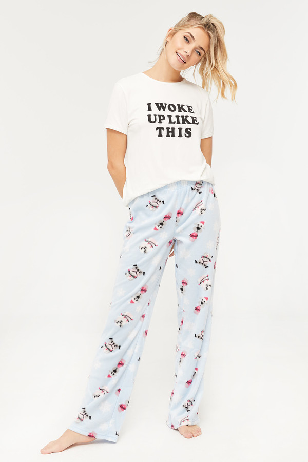 Ardene Plush Dog Print PJ Pants - ShopStyle Pajamas