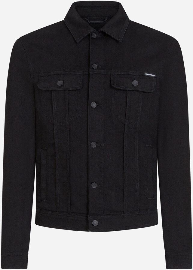 Dolce & Gabbana Washed black stretch denim jacket - ShopStyle