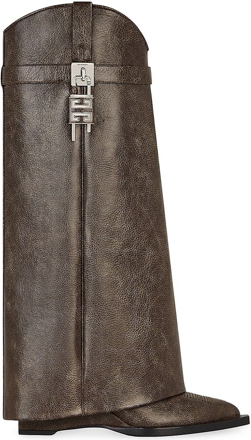 Givenchy Shark Lock Cowboy Boots In Leather - ShopStyle