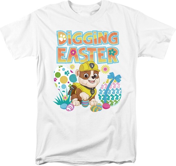 Paw Patrol Digging Eater With Rubble Adult T-Shirt White Small ...