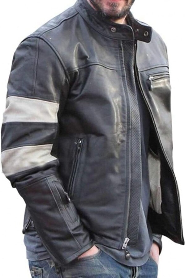 LP-FACON Motorcycle Jacket Men Keanu Reeves Biker Black Leather Jacket ...