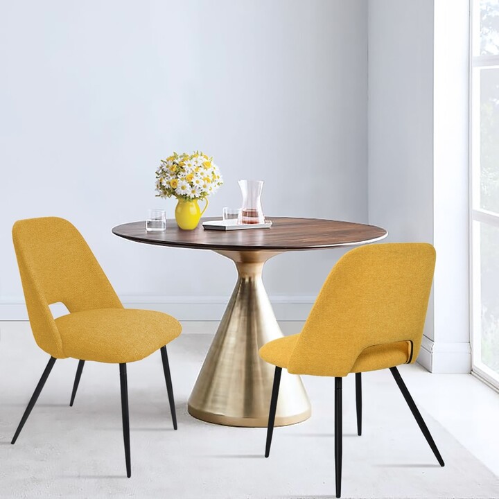 Upholstered Modern Dining Chair Cutout Back Kitchen Chairs - ShopStyle