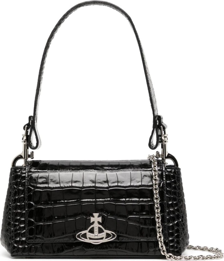 Vivienne Westwood Hazel croc-embossed leather shoulder bag - ShopStyle