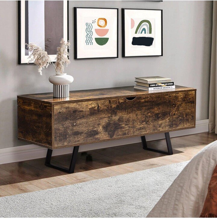 Living and Home Industrial Wooden Flip Top Storage Bench - ShopStyle