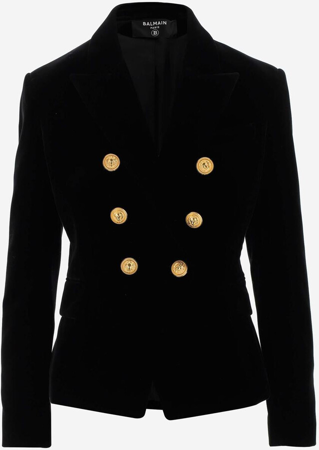 Balmain Double-Breasted Cotton Velvet Blazer - ShopStyle