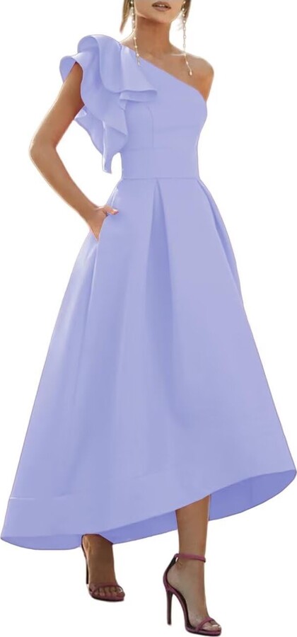 BessDress High Low A Line Cocktail Dress Satin Graduation Ceremony Gown ...