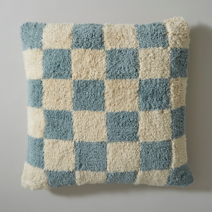 Dunelm Tufted Checkerboard Cushion Powder Blue - ShopStyle