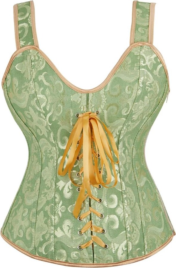 GSAEIMCT Women Overbust Bustiers Corsets With Straps - Vintage Jacquard ...
