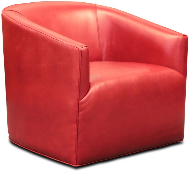 Hello Sofa Home Citi Top Grain Leather Swivel Club Armchair with ...