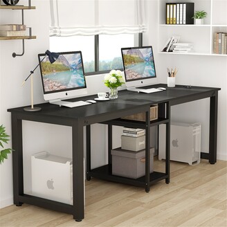 Tribesigns White 78 Inches Rectangle Computer Desk Double Workstation ...