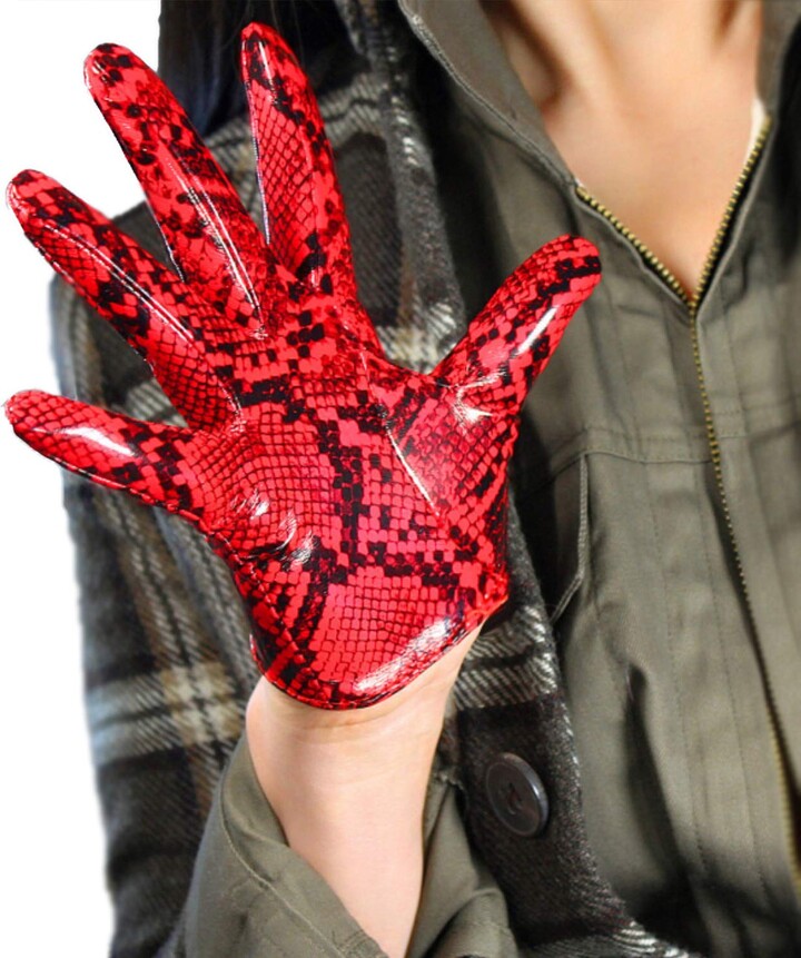 DooWay Latex Women Long Leather GLOVES PU Patent Snake Skin Print Opera ...