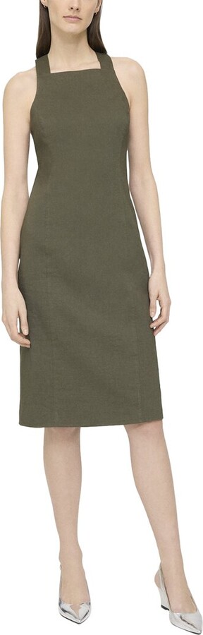 Theory Racerback Linen-Blend Dress - ShopStyle