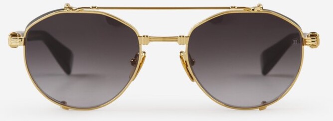 Balmain Eyewear Round Frame Aviator Sunglasses - ShopStyle
