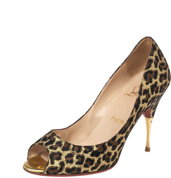Christian Louboutin Tri-Color Leopard Print Metallic Fabric Yoyospina ...