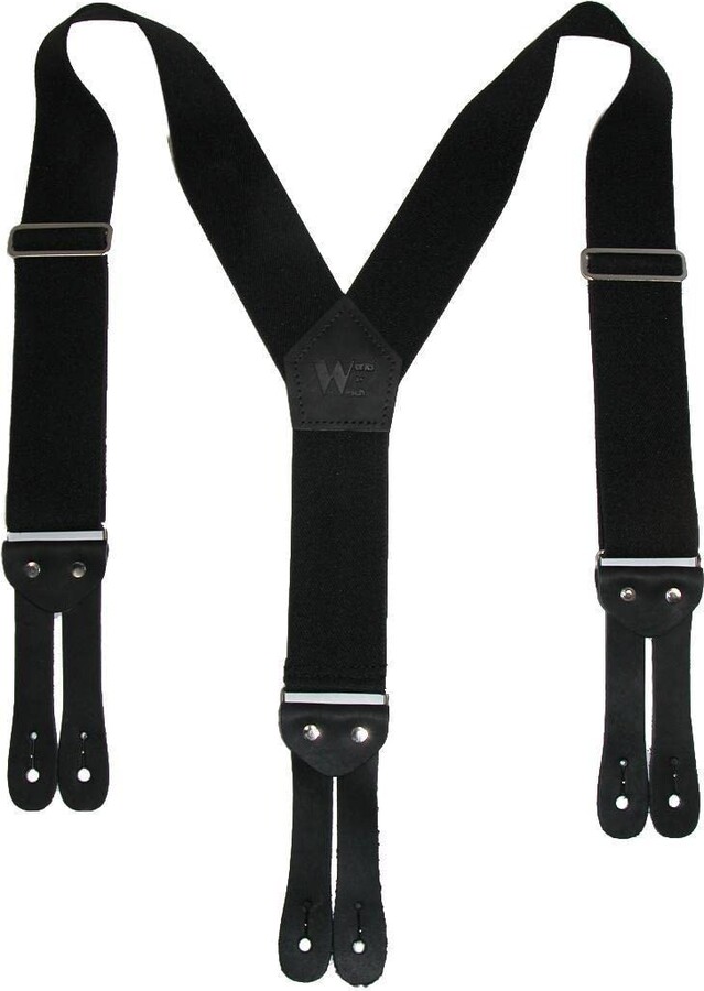 Welch Men's Big and Tall Elastic Button-End Y-Back 2 Inch Black Work ...