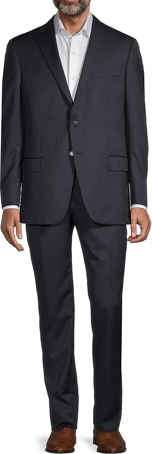 Hart Schaffner Marx Striped Worsted Wool Suit - ShopStyle
