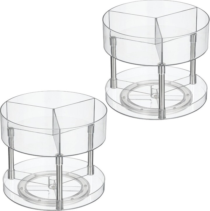 mDesign Lazy Susan 2-Tier Plastic Divided Spinner for Kitchen - 2 Pack ...