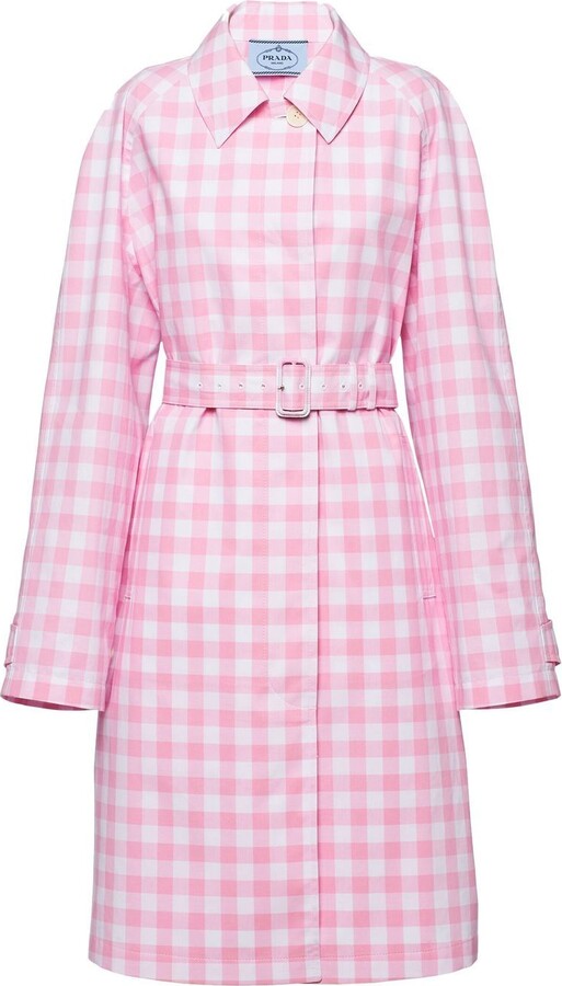 Prada Single-Breasted Gingham Check Coat - ShopStyle