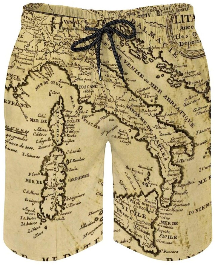 DLing Summer Men's Beach Short Swim Trunks Italy Old Map M - ShopStyle