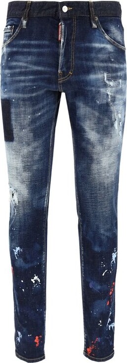 DSQUARED2 Logo Patch Stained-Effect Jeans - ShopStyle