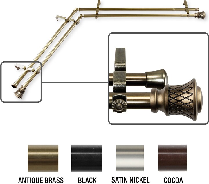 InStyleDesign Simona Corner Window Double Curtain Rod 13/16 inch dia ...