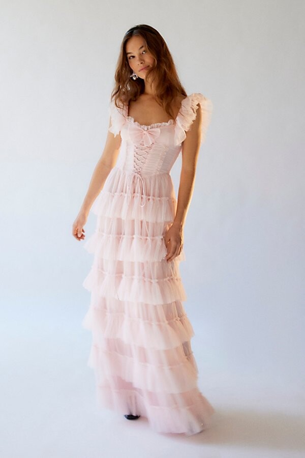 Amy Jane London Evangeline Ruffle Maxi Dress in Pink - ShopStyle