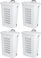 Sterilite Rectangular Plastic Slim Laundry Hamper Basket Bin with ...