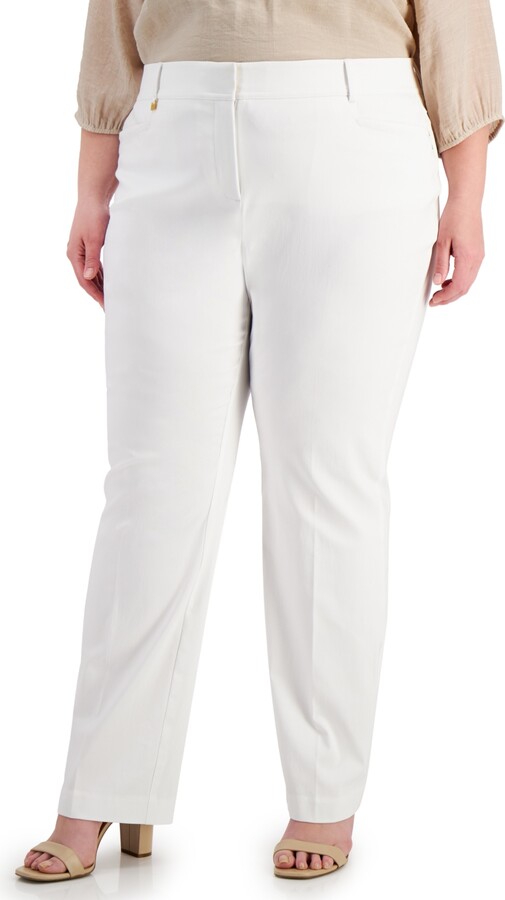JM Collection Plus & Petite Plus Size Tummy Control Curvy-Fit Pants ...