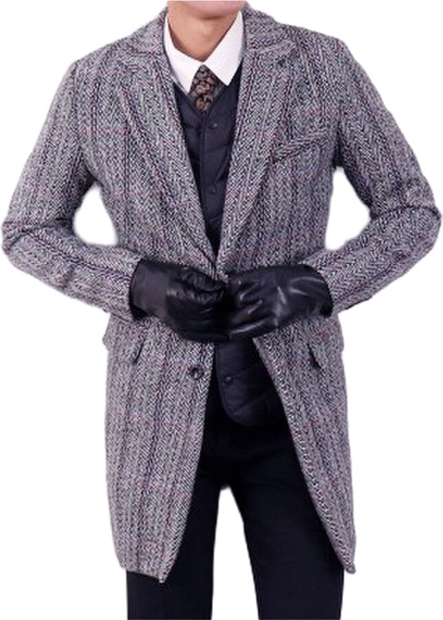 HEIDEE men peacoat jacket mens trench coat - ShopStyle