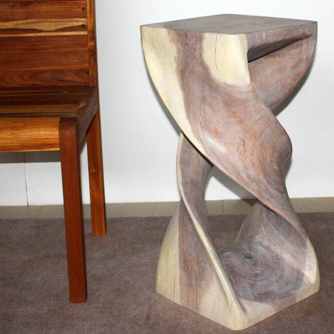 Haussmann® Wood Double Twist Stool Table 12 in SQ x 26 in H Grey Oil ...