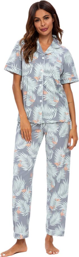 GOSO Women Pyjamas Set-Pyjamas Ladies Button Down Pjs for Women Floral ...