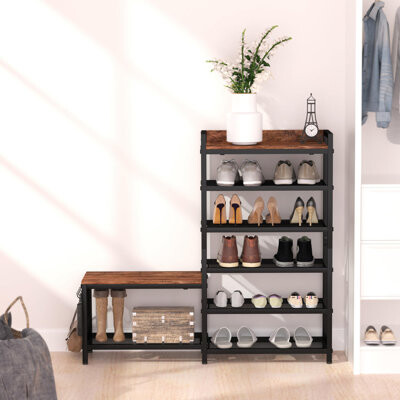 17 Stories Shoe Rack Bench 6 Tier Shoes Rack For Front Door Entrance ...