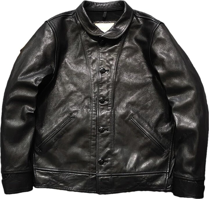 Generic Vintage Genuine Leather Jacket Oil Goatskin Leather Coat No ...