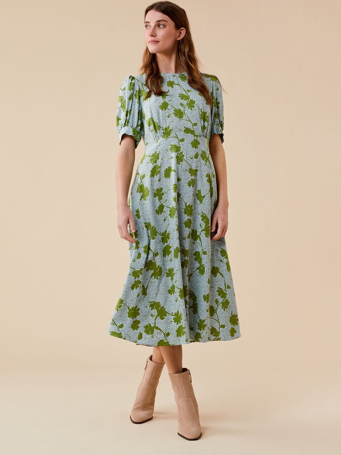 Finery Mathilde Leaves Print Midi Dress - ShopStyle