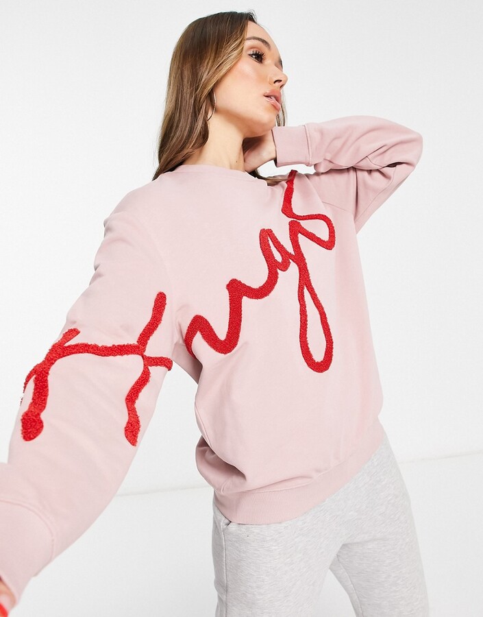 Hugo Red HUGO Diraffe boyfriend fit horizontal script logo sweatshirt ...